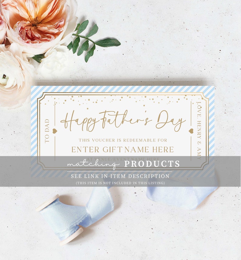 Custom Father's Day Voucher Template, Editable Gift Certificate for Dad ...