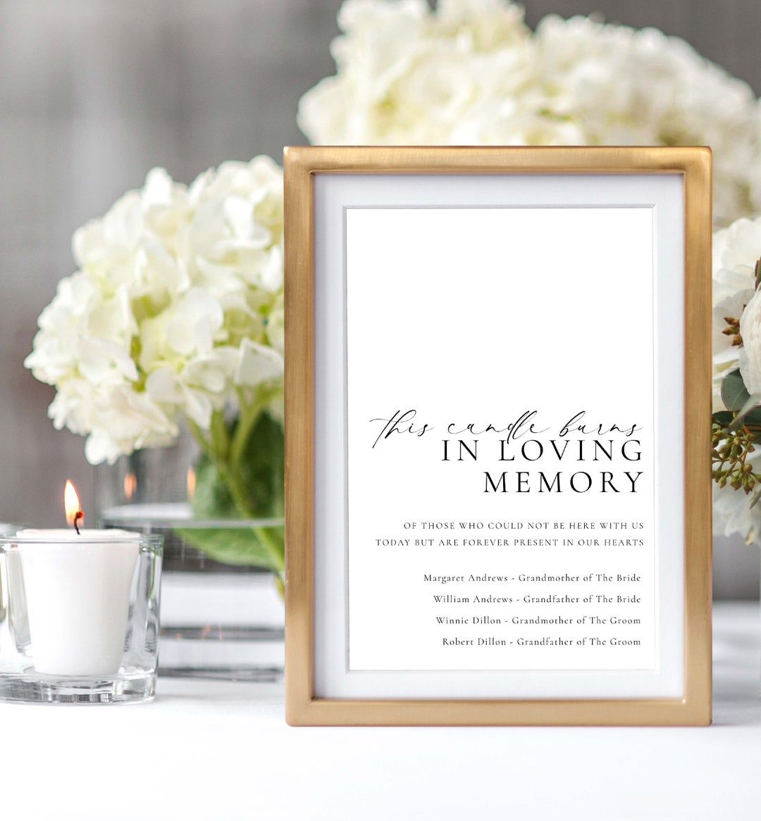 Memorial Candle Sign: in Loving Memory Printable Template (5x7, 8x10 ...