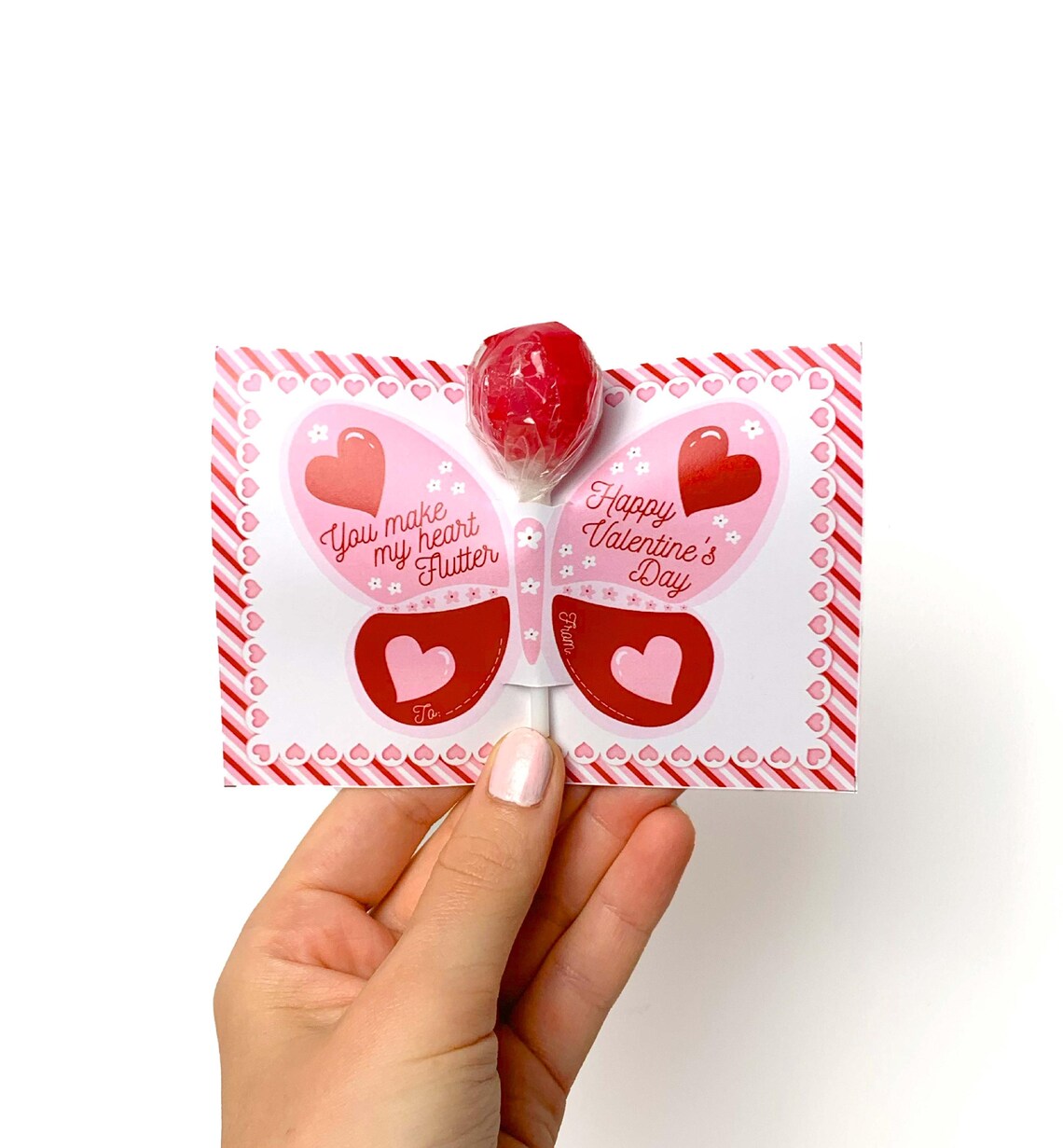 Butterfly Valentine Lollipop Tags Template, You Make My Heart Flutter ...