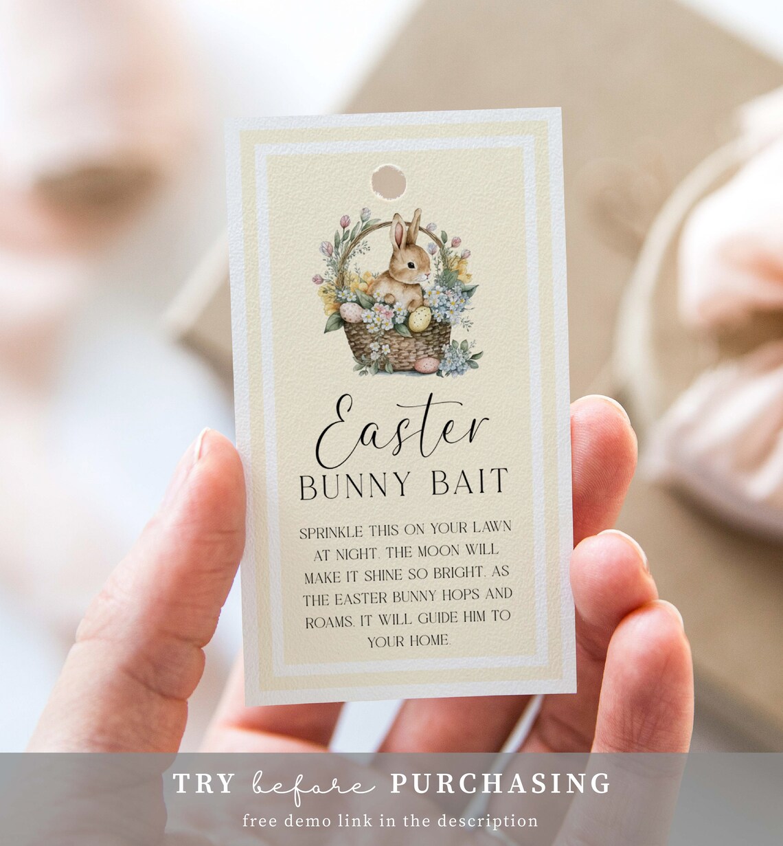 Printable Easter Bunny Bait Tag Template, Easter Basket Tag, Easter ...