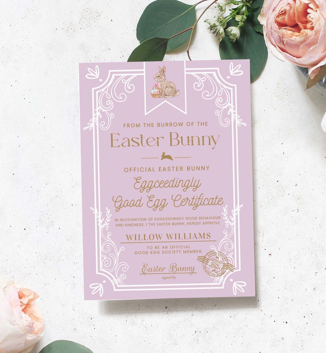 Printable Easter Good Egg Member Certificate, Easter Bunny Eggcellent ...