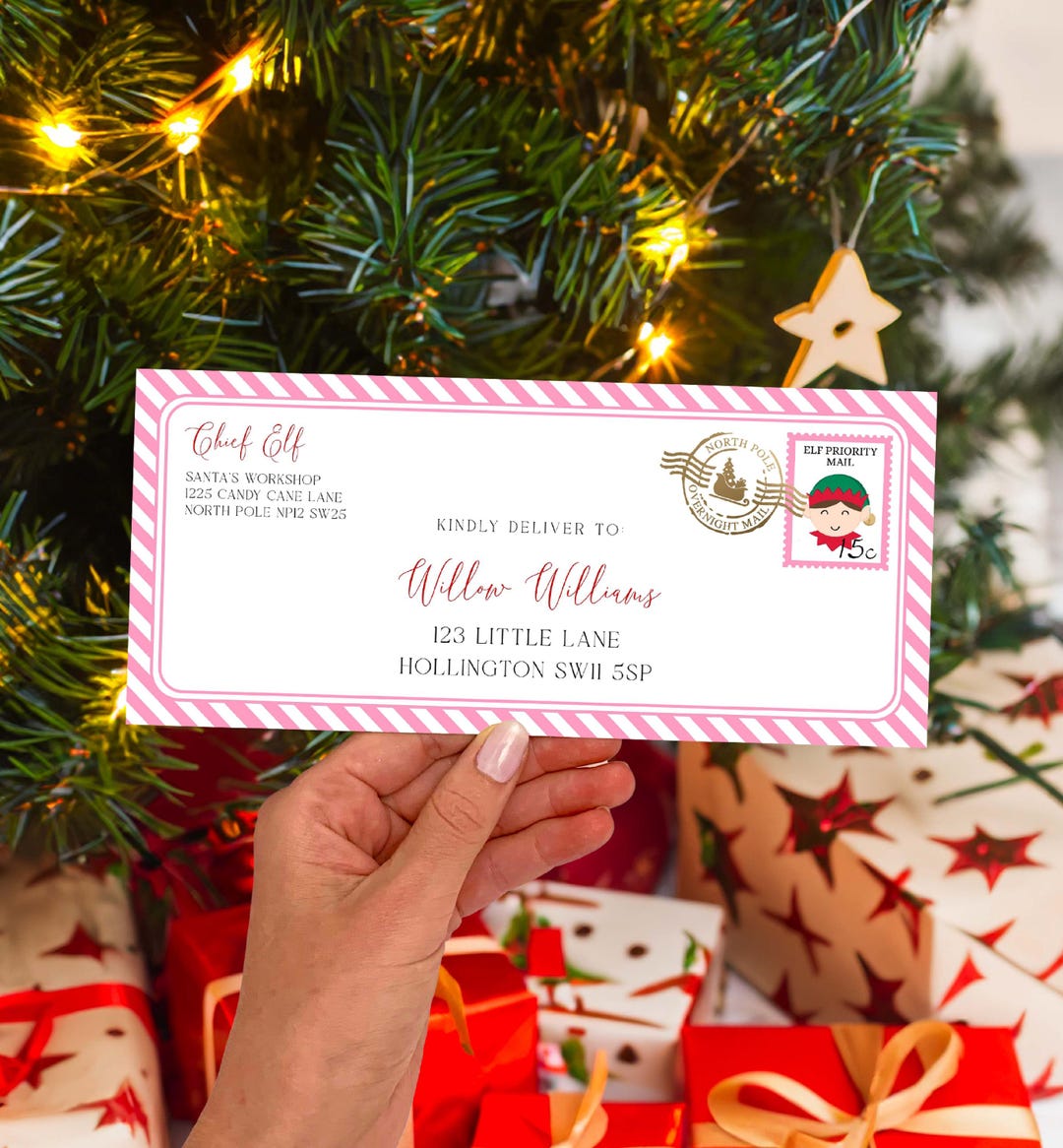 Printable Elf Mail Envelope Template, Christmas Letter From Santa's ...