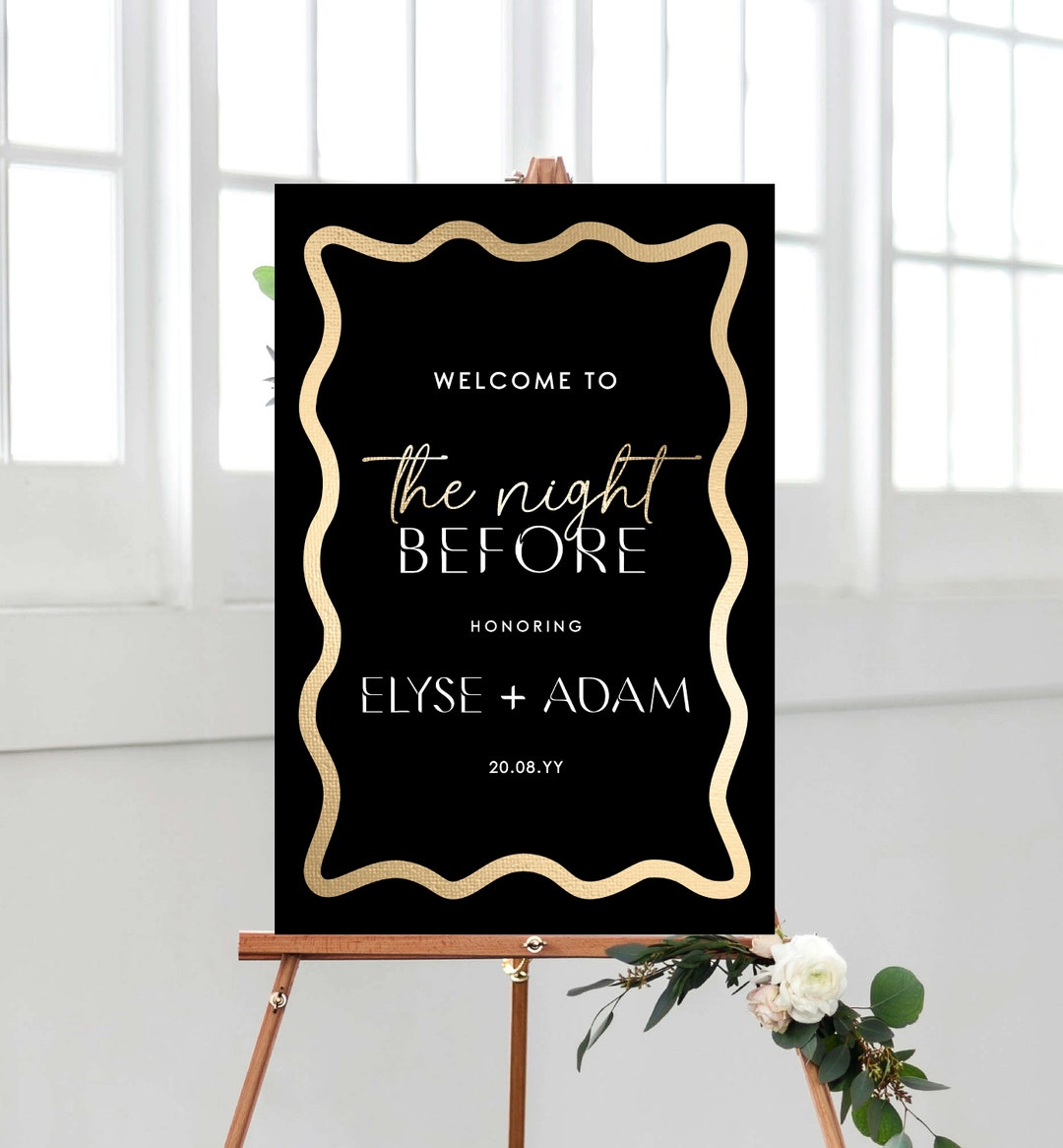 Printable Rehearsal Dinner Welcome Sign Template, Wavy Curved Line ...