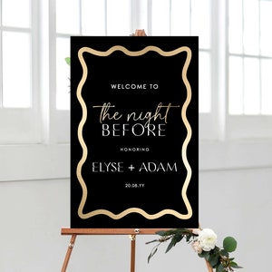 Printable Rehearsal Dinner Welcome Sign Template, Wavy Curved Line ...