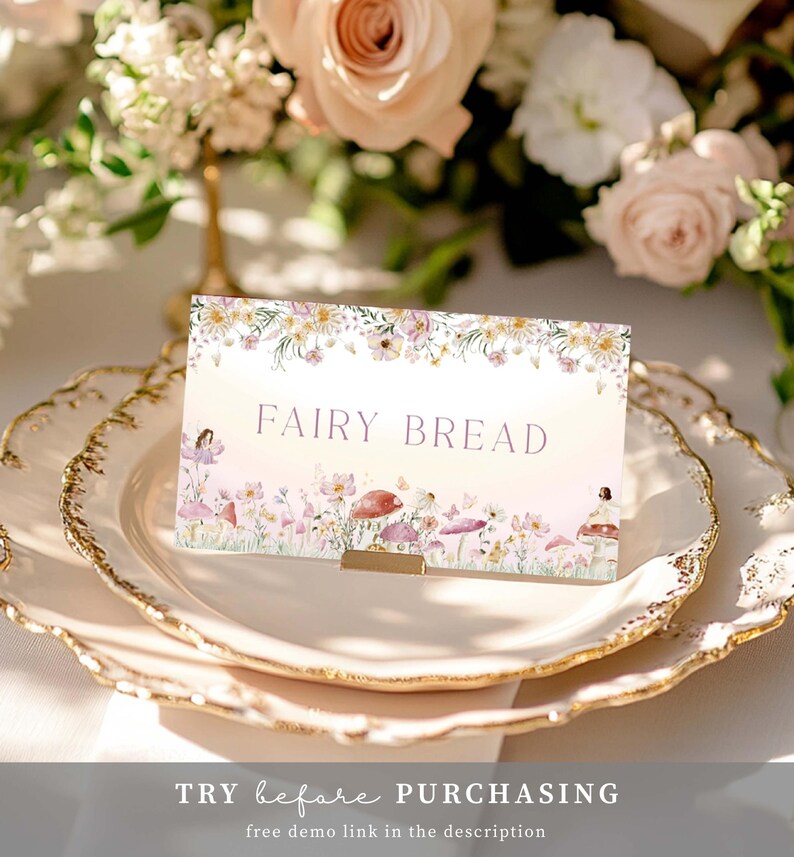 Fairy Party Food Labels, Princess Birthday Place Cards (digital ...