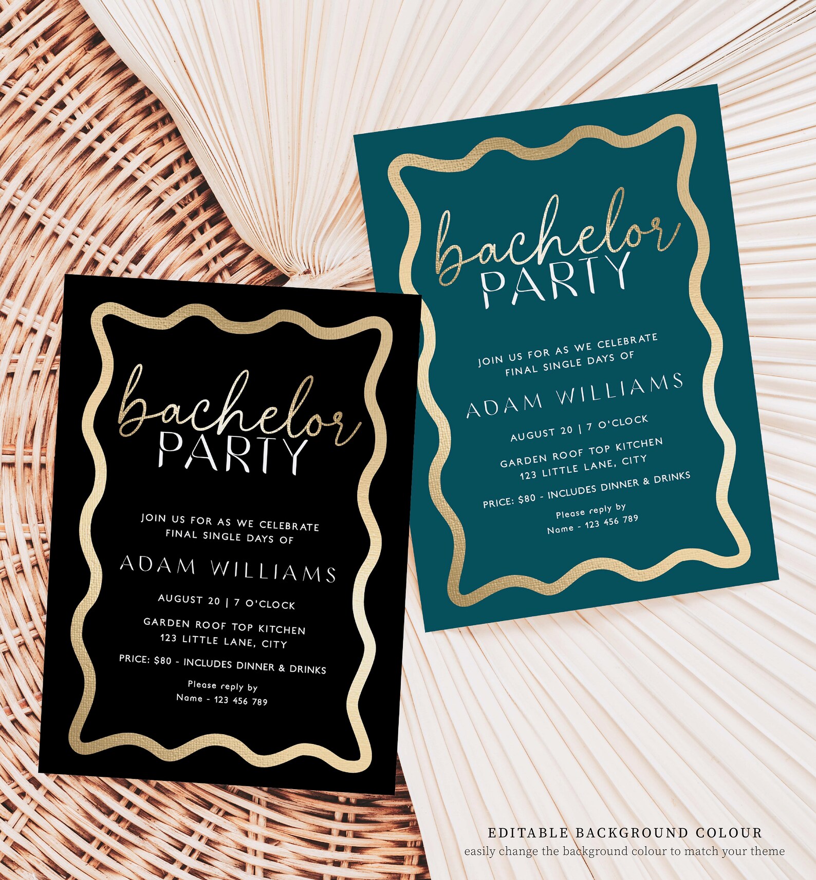 Printable Bachelor Party Invitation Template, Bucks Party Evite, Wave ...