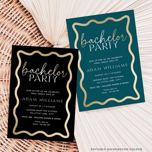 Printable Bachelor Party Invitation Template, Bucks Party Evite, Wave ...