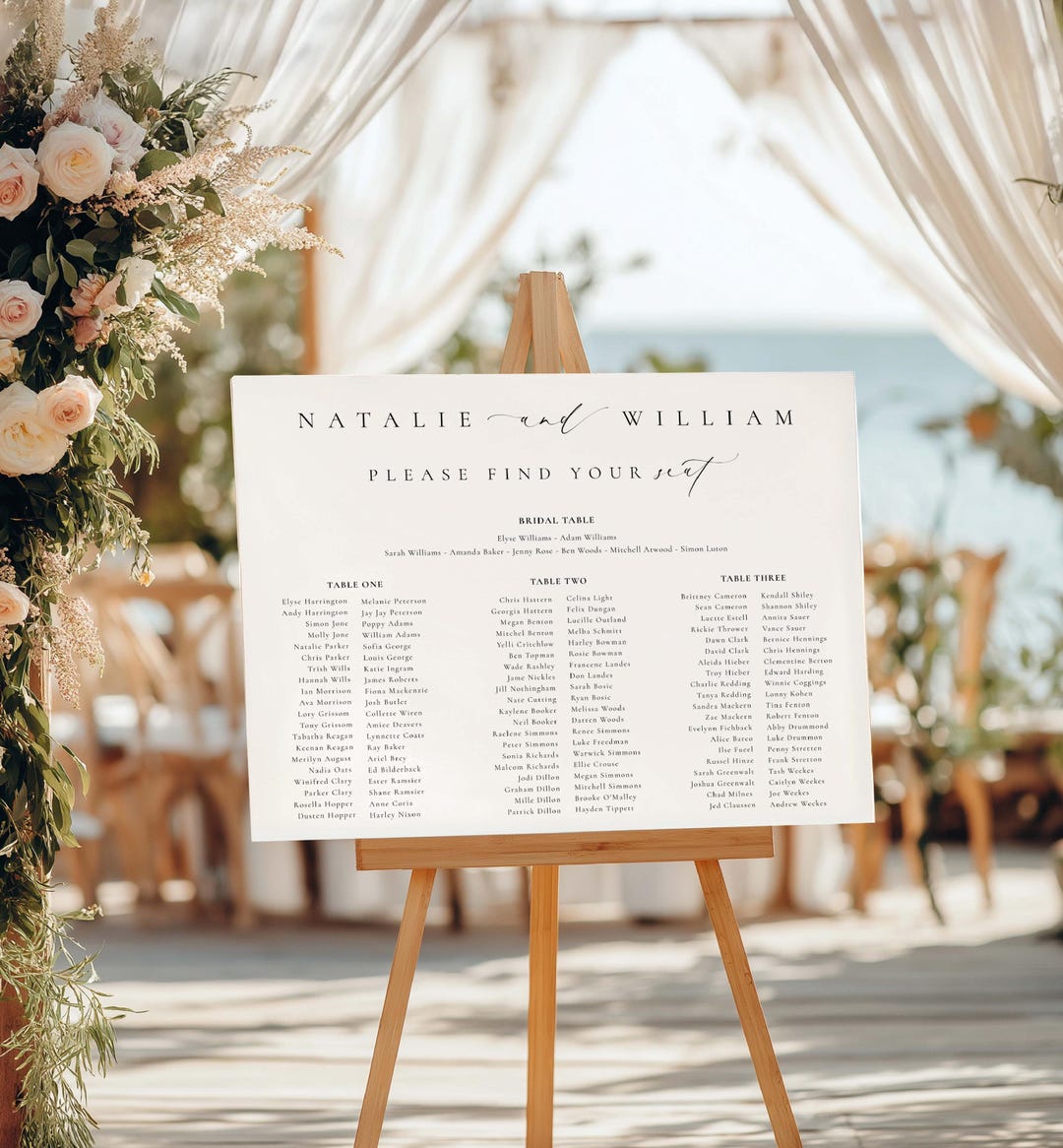 Printable Wedding Table Plan Template, Minimalist Wedding Banquet Long ...