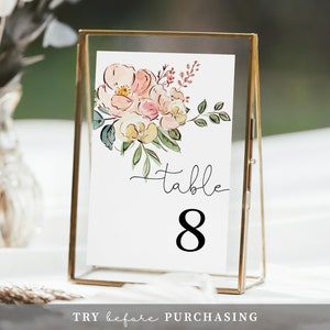 Editable Table Numbers, Vintage Floral Wedding Printable Table Number ...
