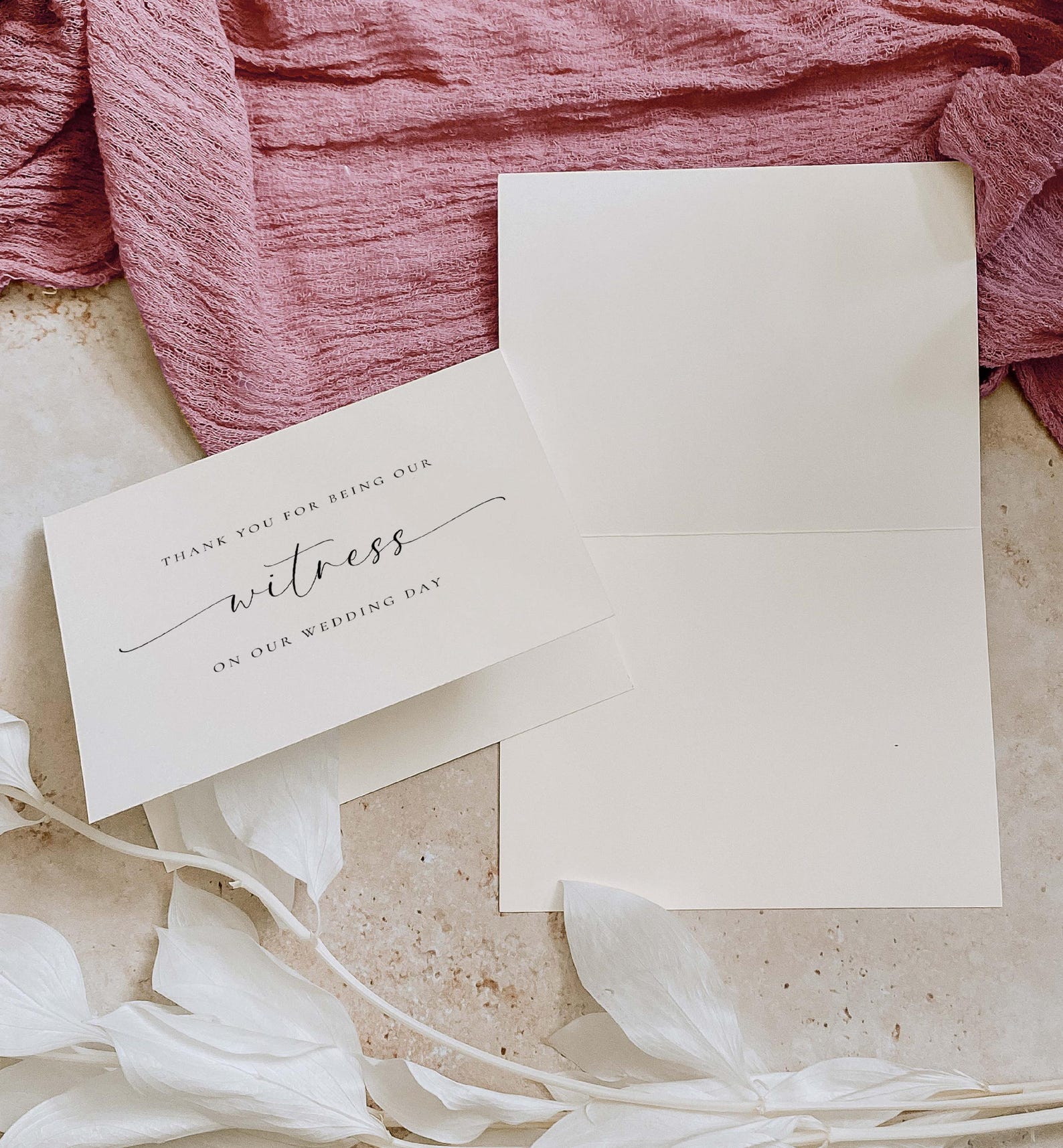 Printable Witness Thank You Card Template: Minimalist Wedding (5x7 Inch ...