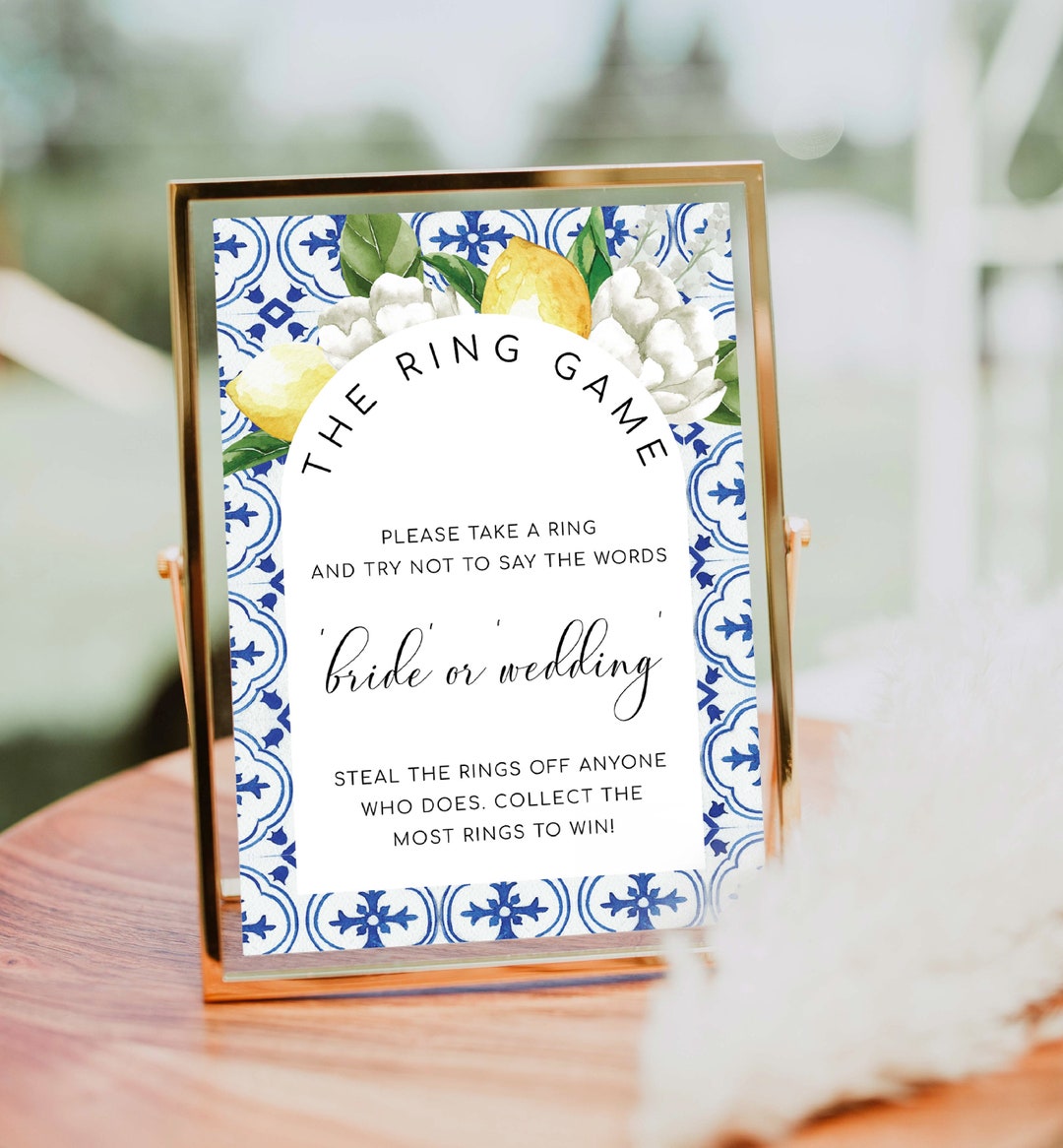 The Ring Game Sign, Printable Don't Say Bride or Wedding Game Sign ...