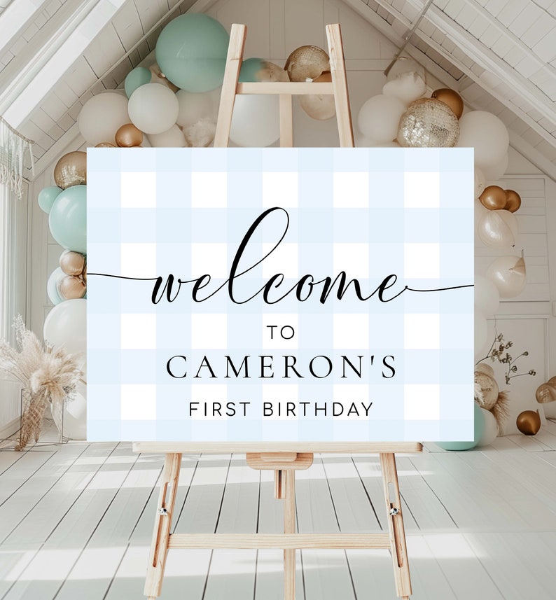 Blue Gingham Graduation Welcome Sign (printable) - Etsy