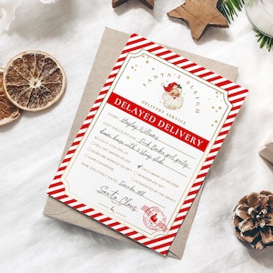 Printable Delayed Gift Notice, Lost Christmas Present Note, Running ...