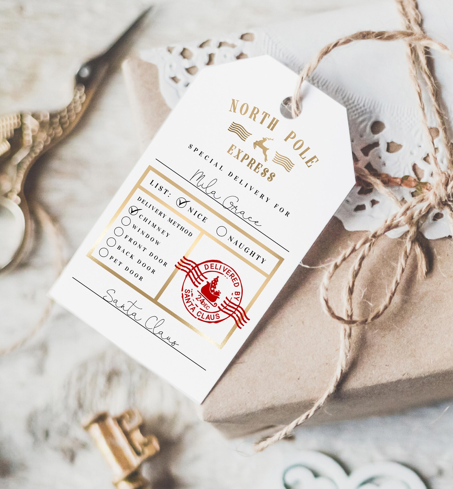 Printable Santa Gift Tag: North Pole Special Delivery (DIY Template) - Etsy