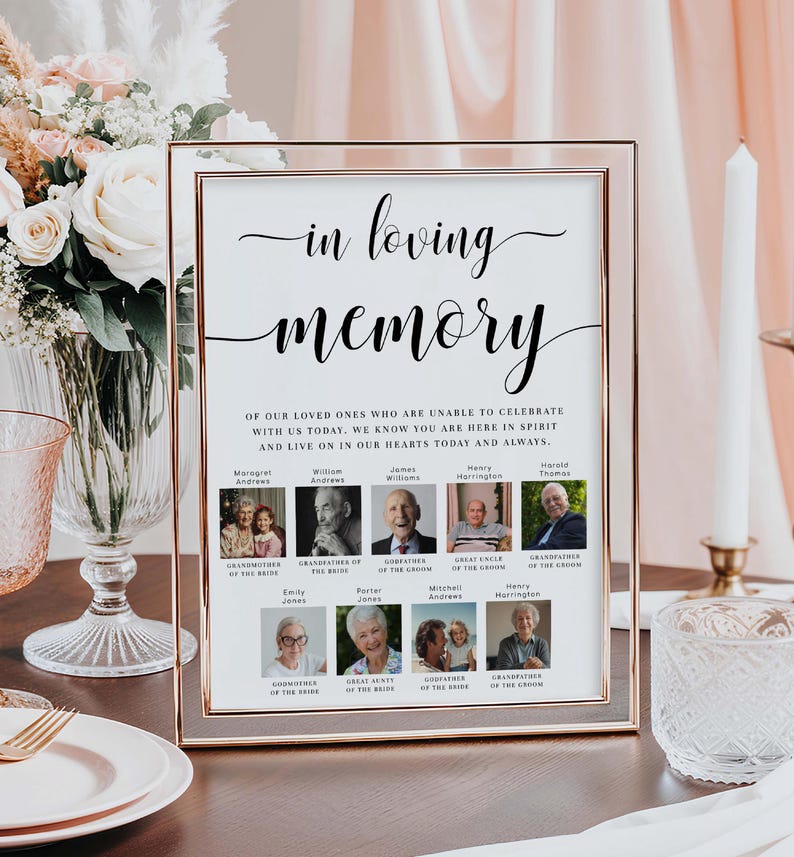 Custom Photo in Loving Memory Sign, Modern Minimal Wedding Memorial ...