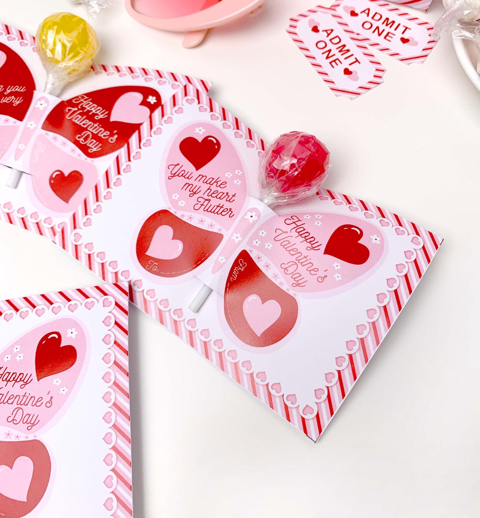 Butterfly Valentine Lollipop Tags Template, You Make My Heart Flutter ...