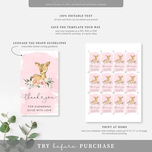 Oh Deer Thank You Favour Tags - Editable Woodland Theme Girl Baby ...