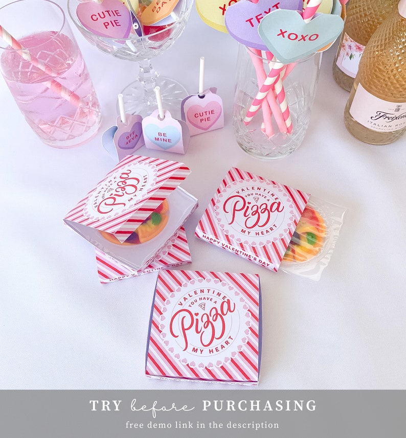 Pizza My Heart Valentine's Day Pizza Box Template Candy - Etsy