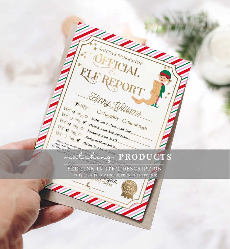 Printable Elf Report Card Template, Santa's Workshop (digital Download ...