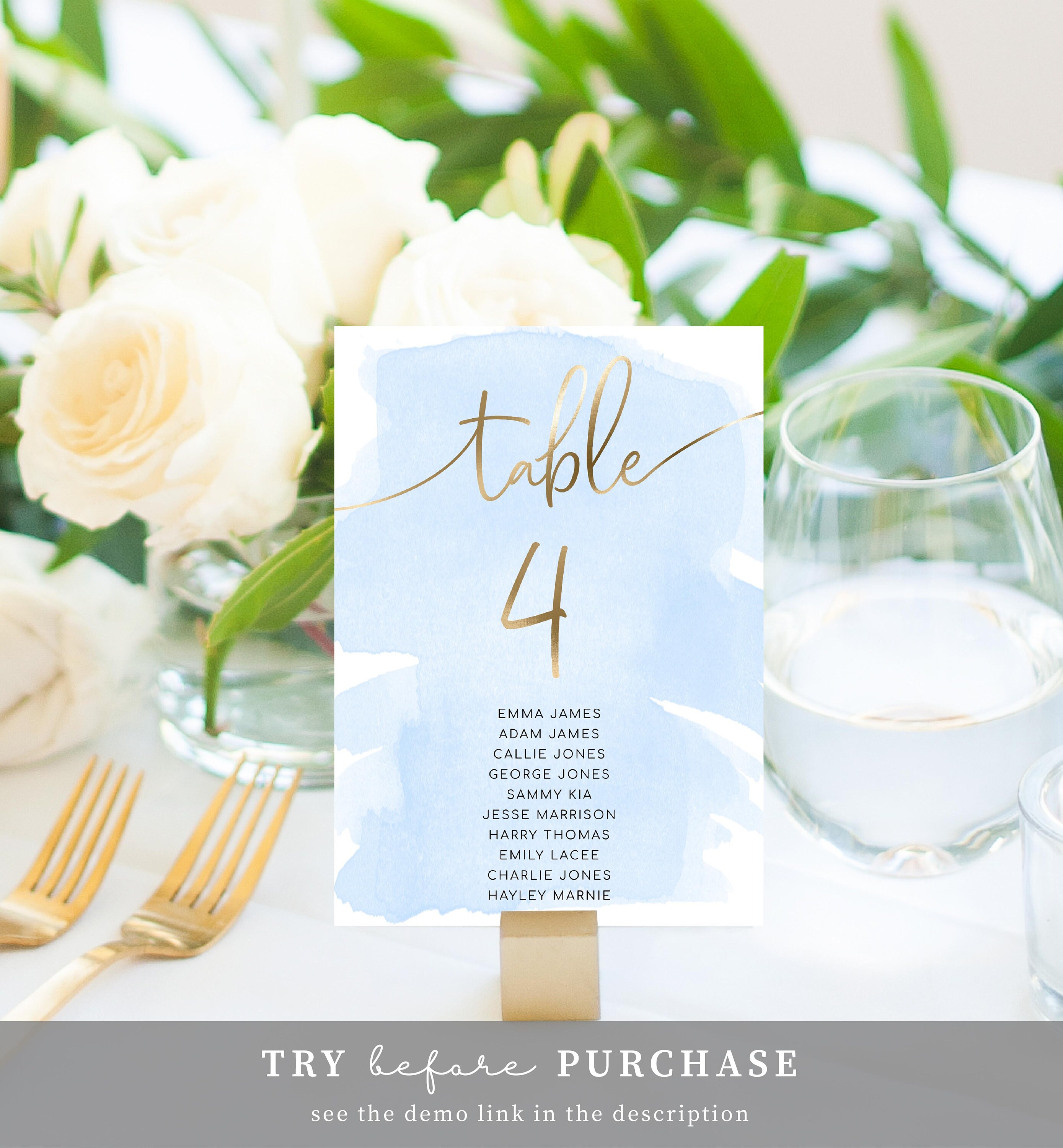 Printable Table Numbers Blue Watercolour Table Numbers with | Etsy