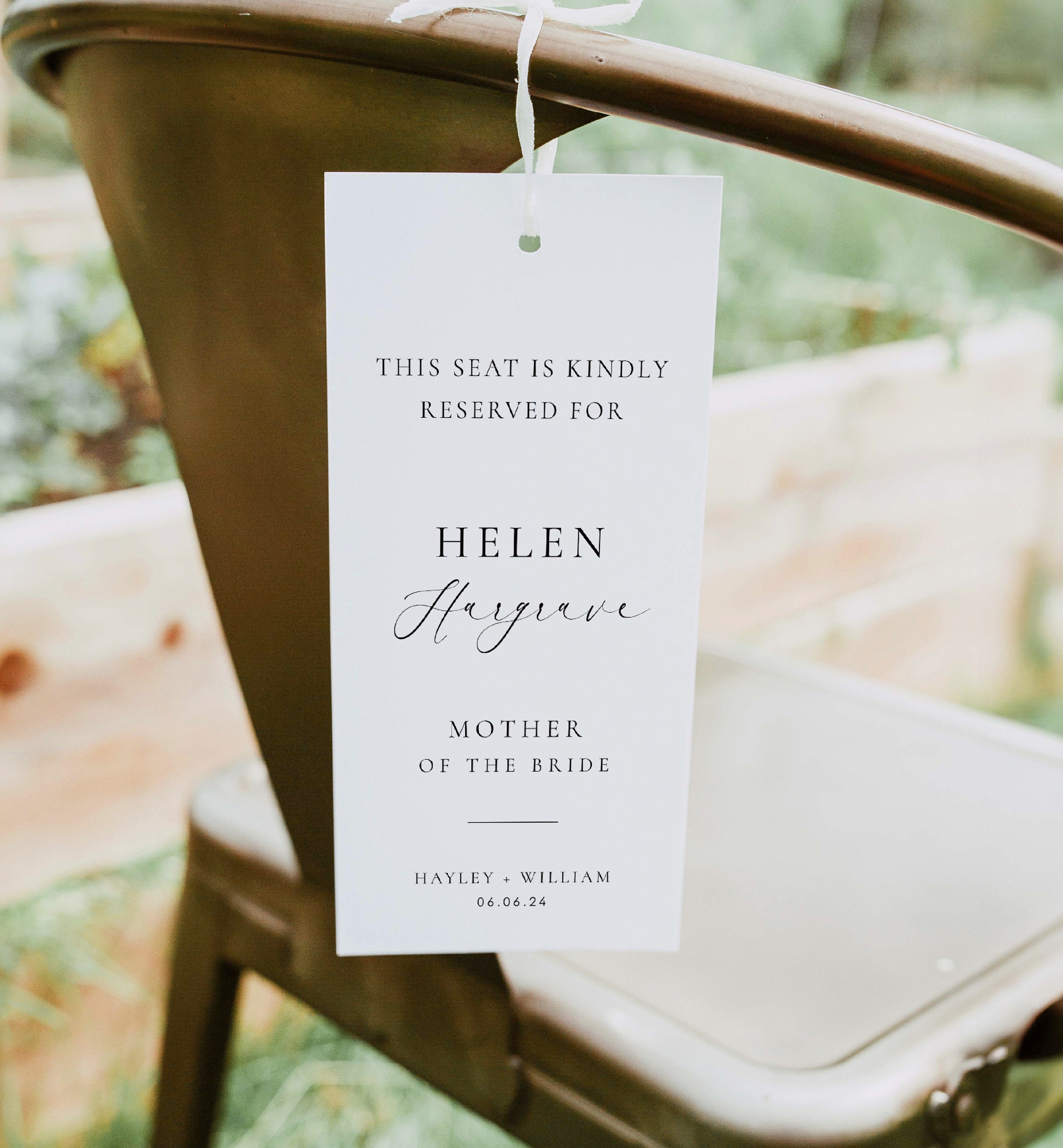Printable Reserved Seat Tag, Wedding Reserved for Seating Tag ...