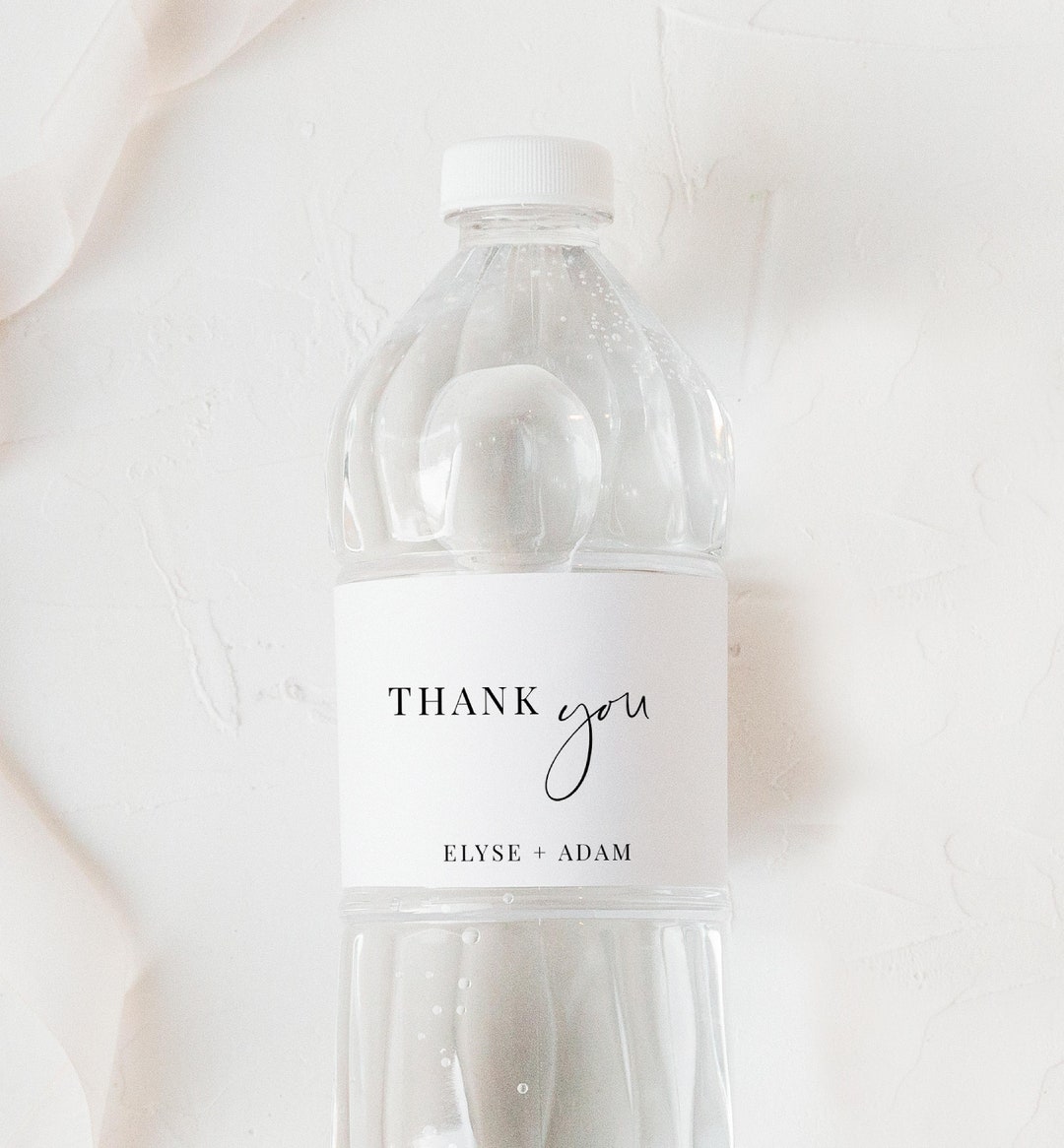 Editable Water Bottle Labels, Modern Minimalist Printable Personalized ...