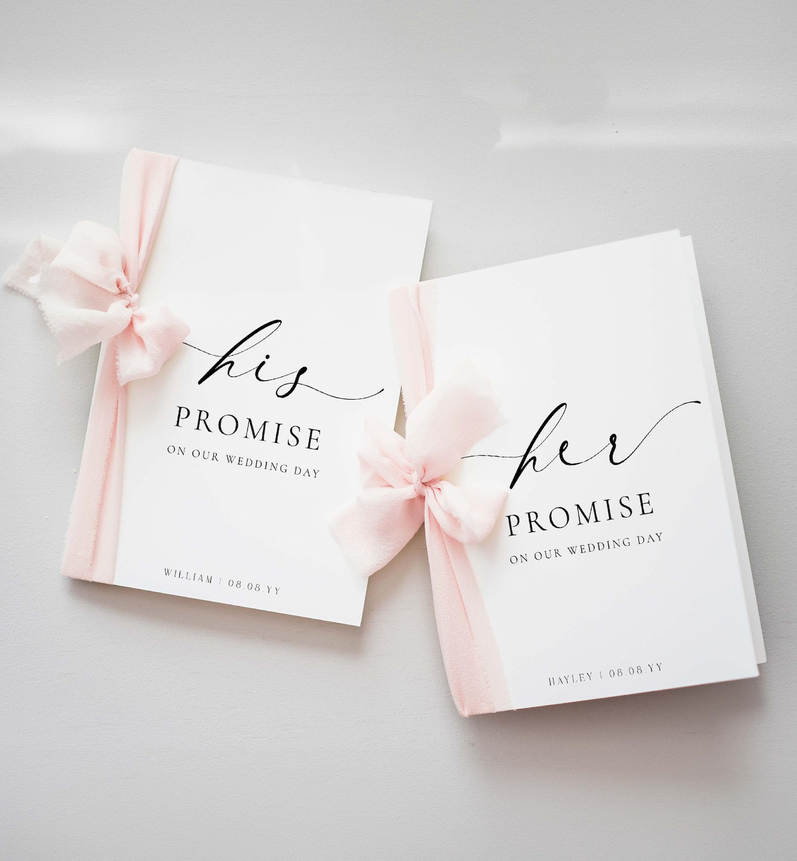 Printable His and Her Promise Vow Books, Bride and Groom Wedding Day ...
