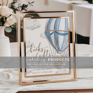 Teddy Bear Baby Shower Table Numbers, Blue Hot Air Balloon (printable ...