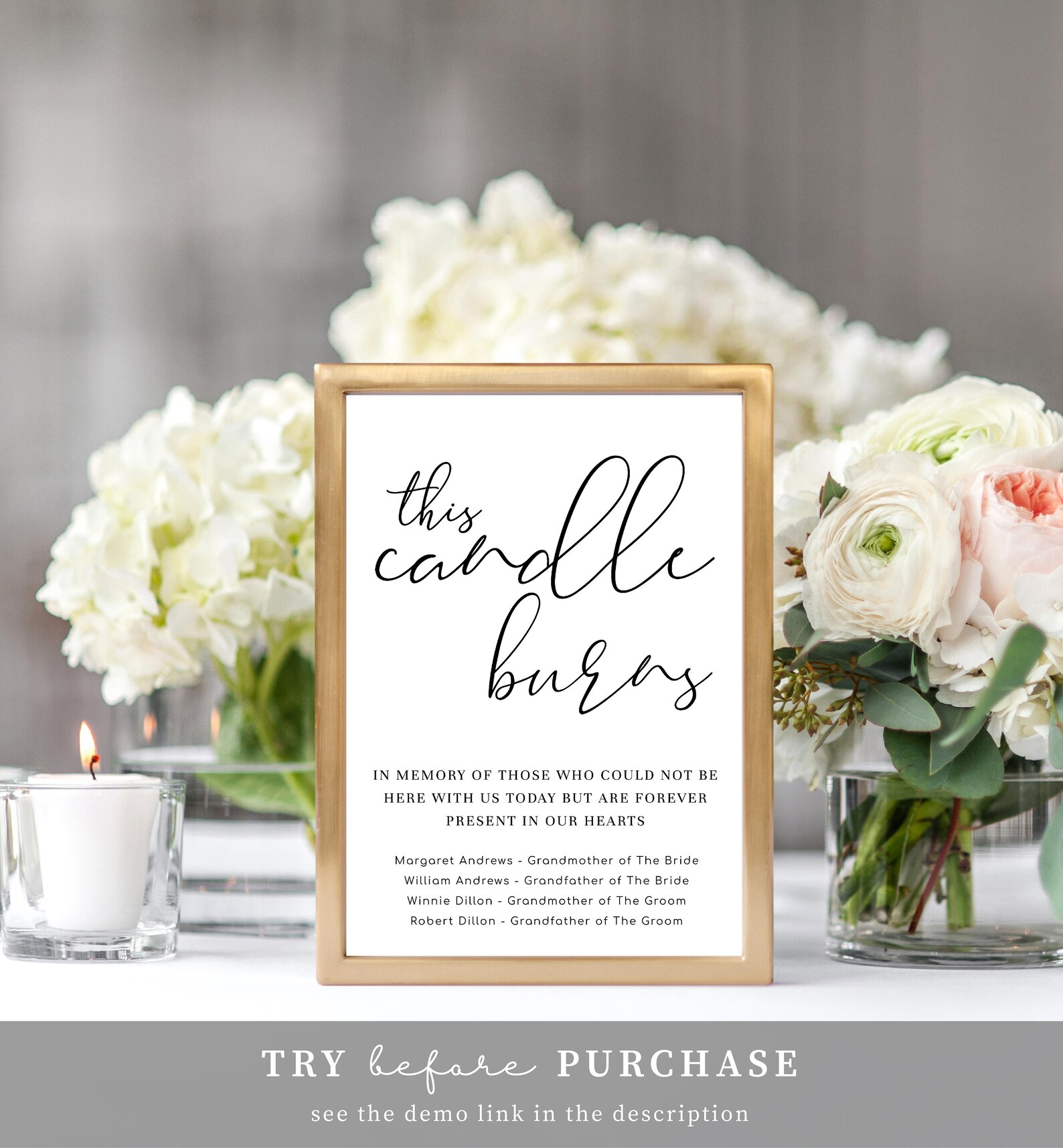 This Candle Burns for Sign Memorial Candle Sign in Loving - Etsy