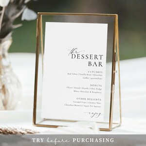 Minimalist Dessert Bar Sign, Modern Wedding Decor (digital Download ...