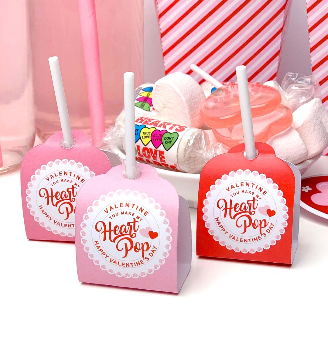 Printable Valentine's Day Lollipop Tags Template, You Make My Heart Pop ...