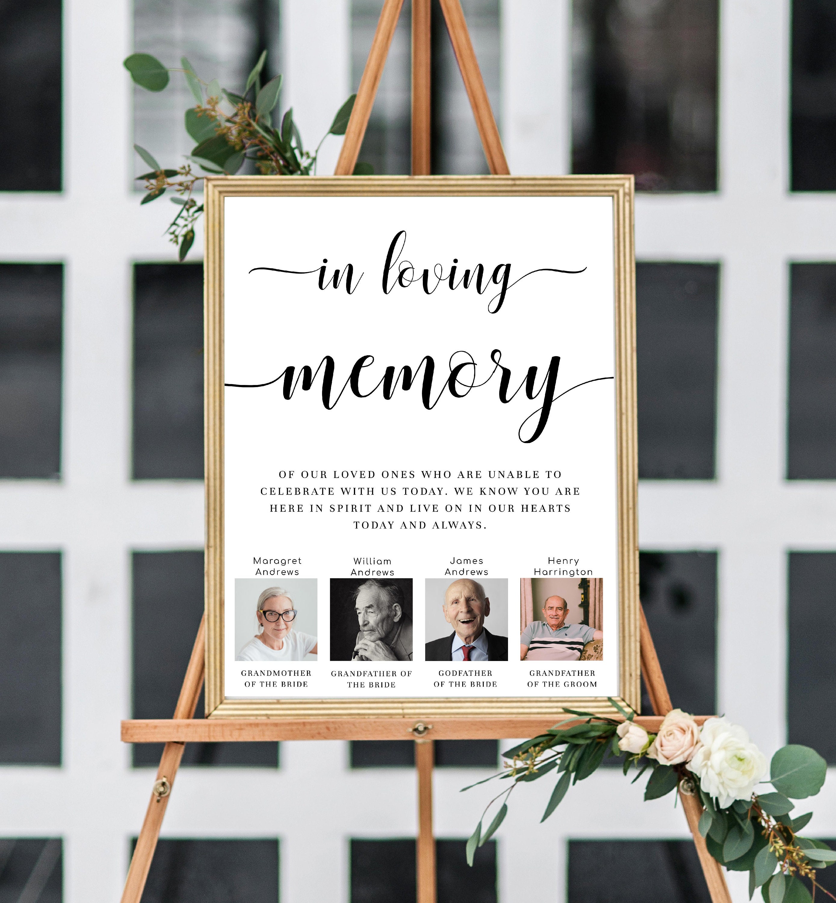 Custom Photo in Loving Memory Sign, Modern Minimal Wedding Memorial ...