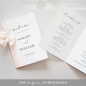 Printable Wedding Ceremony Program Template, Modern Minimalist, Wedding ...