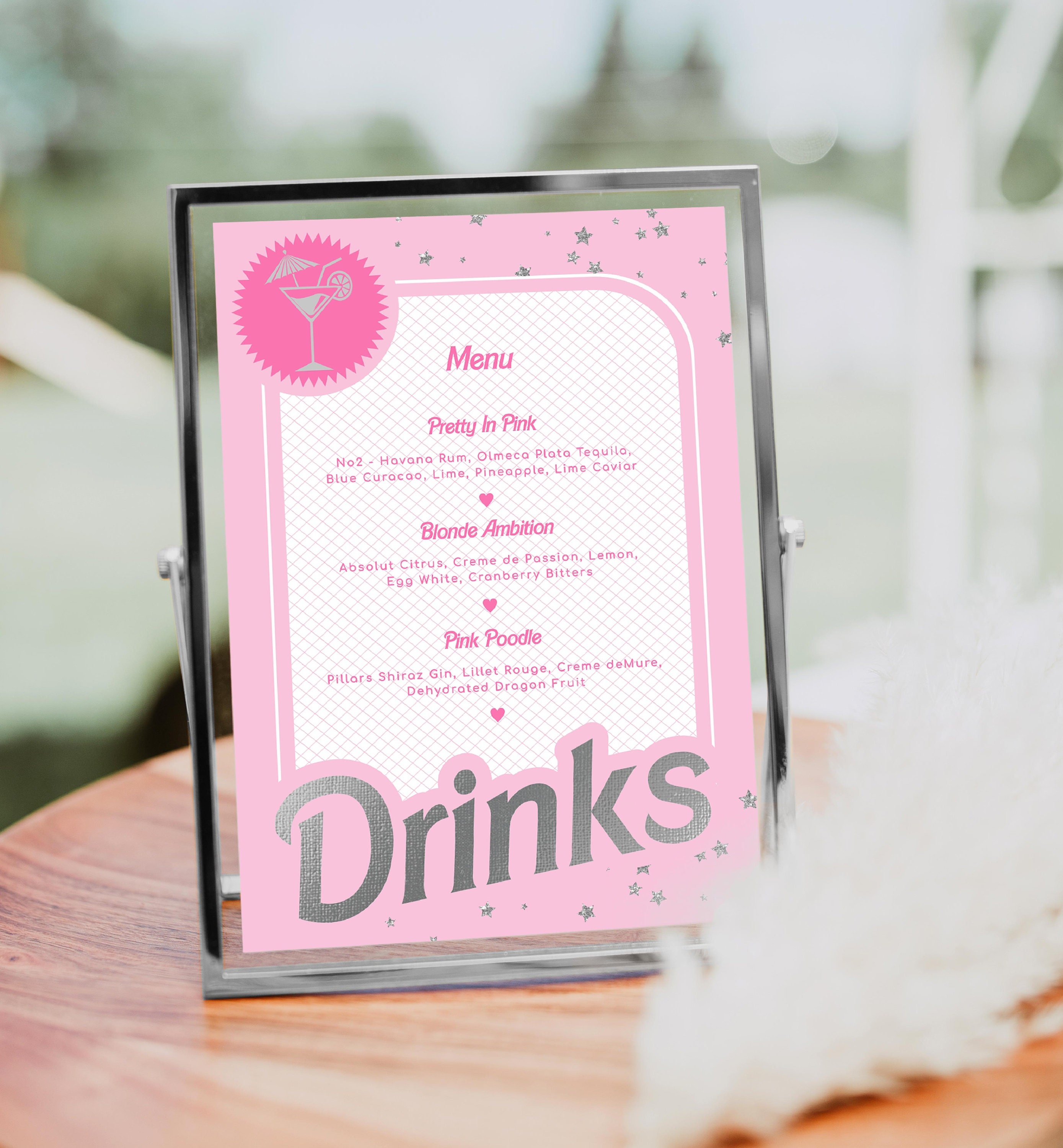 Editable Drinks Menu Sign Cocktail Menu Birthday Party - Etsy Australia