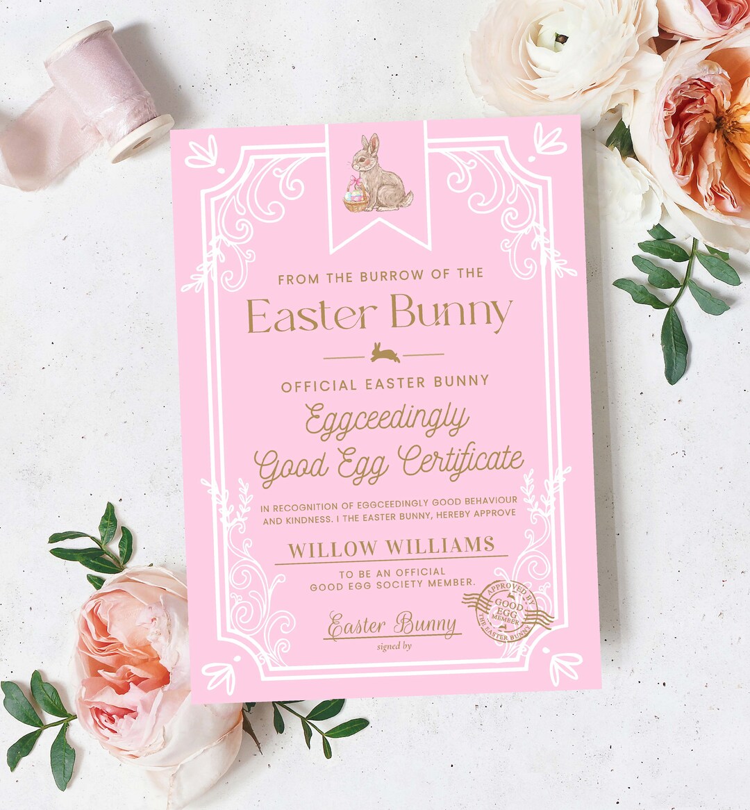 Printable Easter Good Egg Member Certificate, Easter Bunny Eggcellent ...