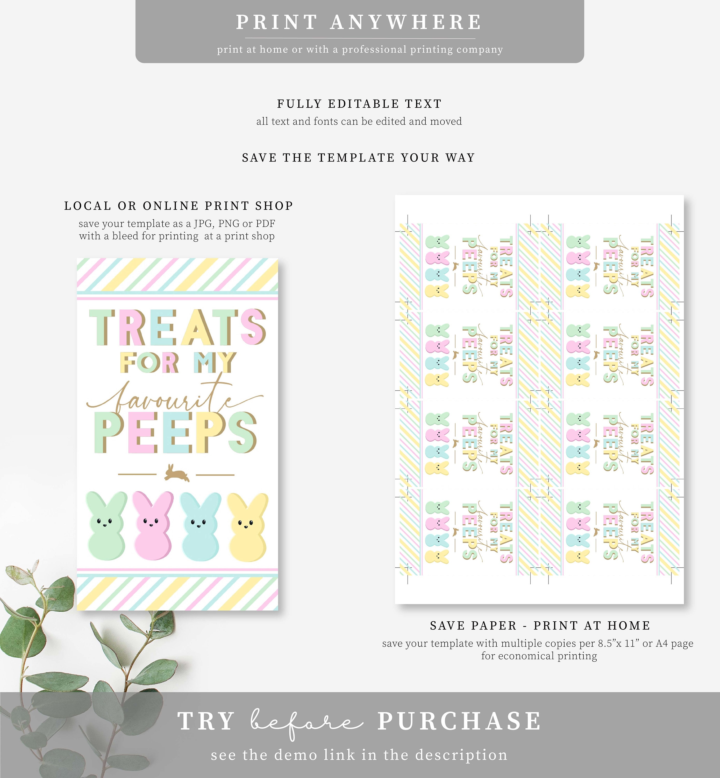 Printable Peeps Tag Template, Easter Treats for My Peeps Gift Tag ...