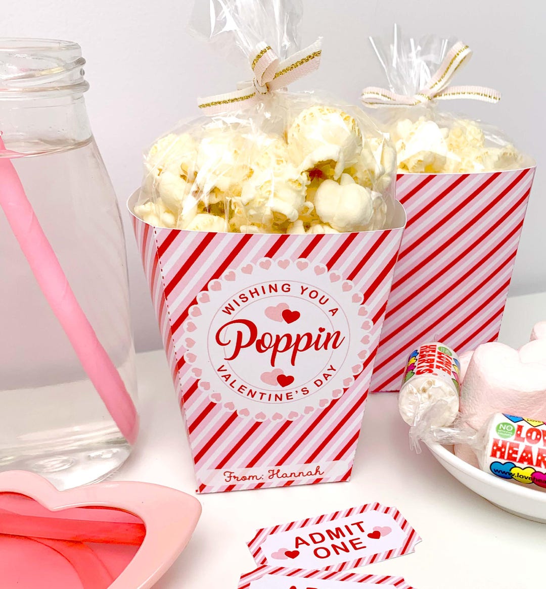 Poppin Valentine's Day Popcorn Box Template, Wishing You A Poppin ...