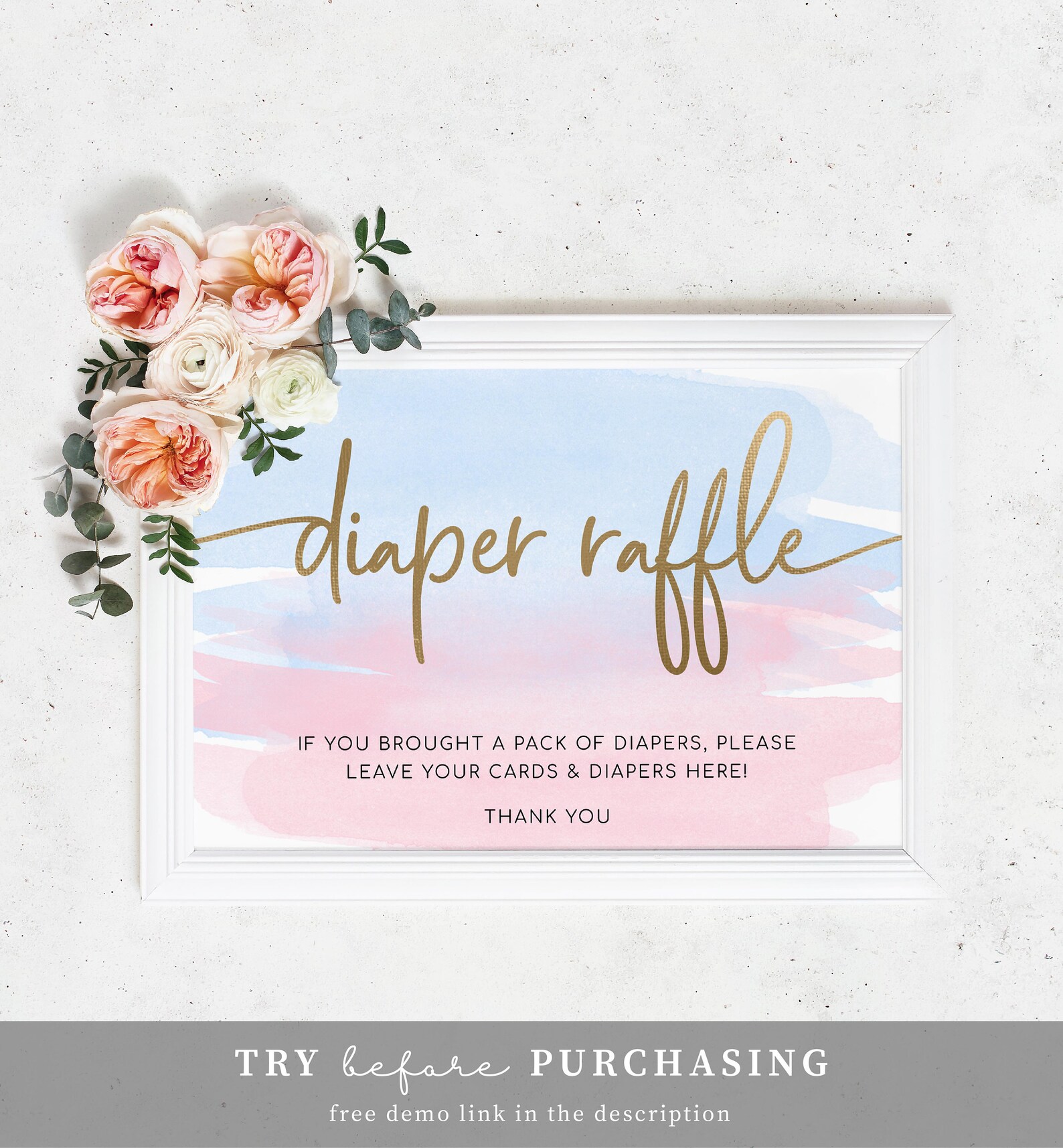 Printable Diaper Raffle Sign and Ticket, Gender Neutral Baby Shower ...