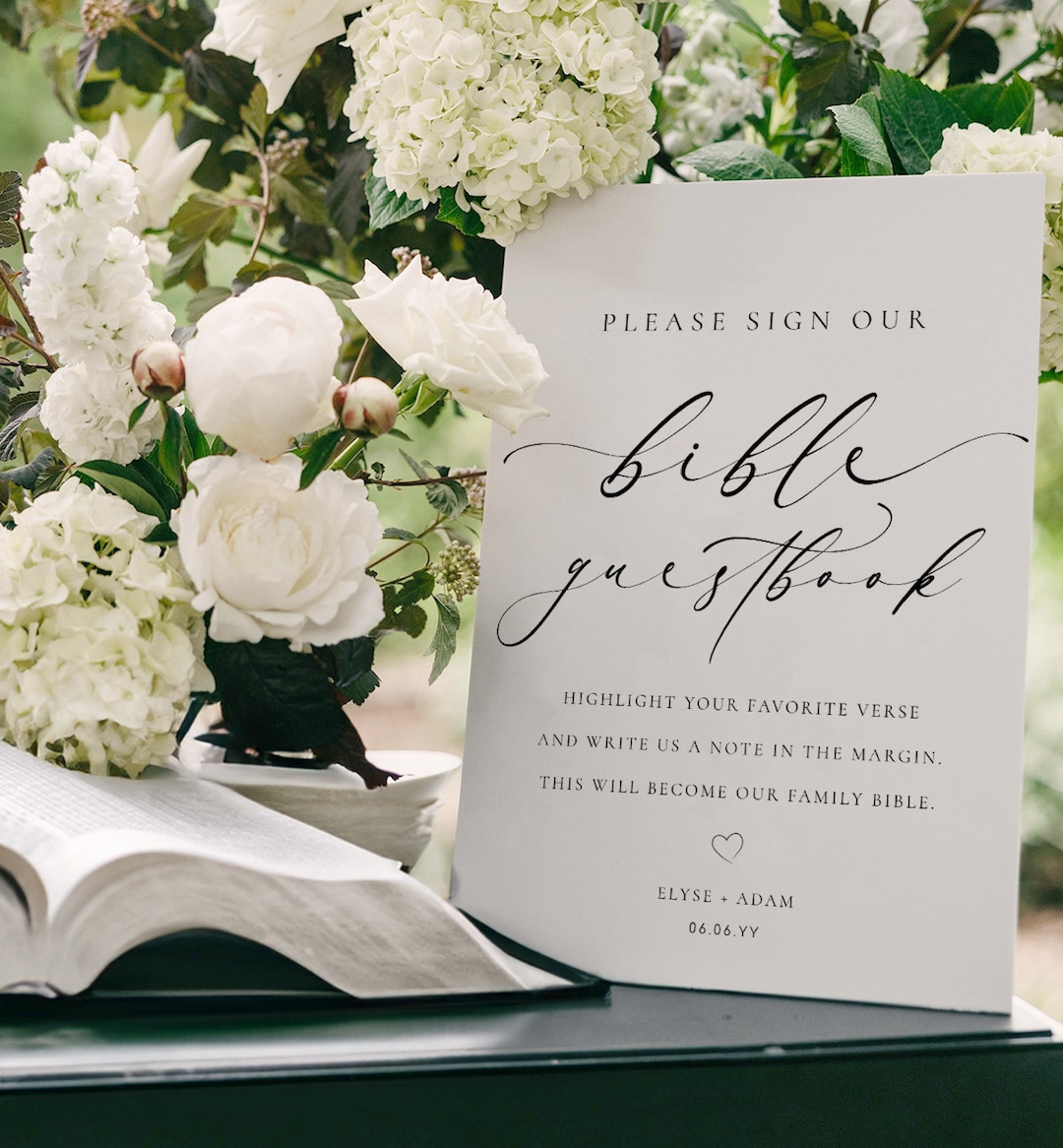 Printable Sign Our Bible Guestbook Sign, Minimalist Wedding Bible Guest ...