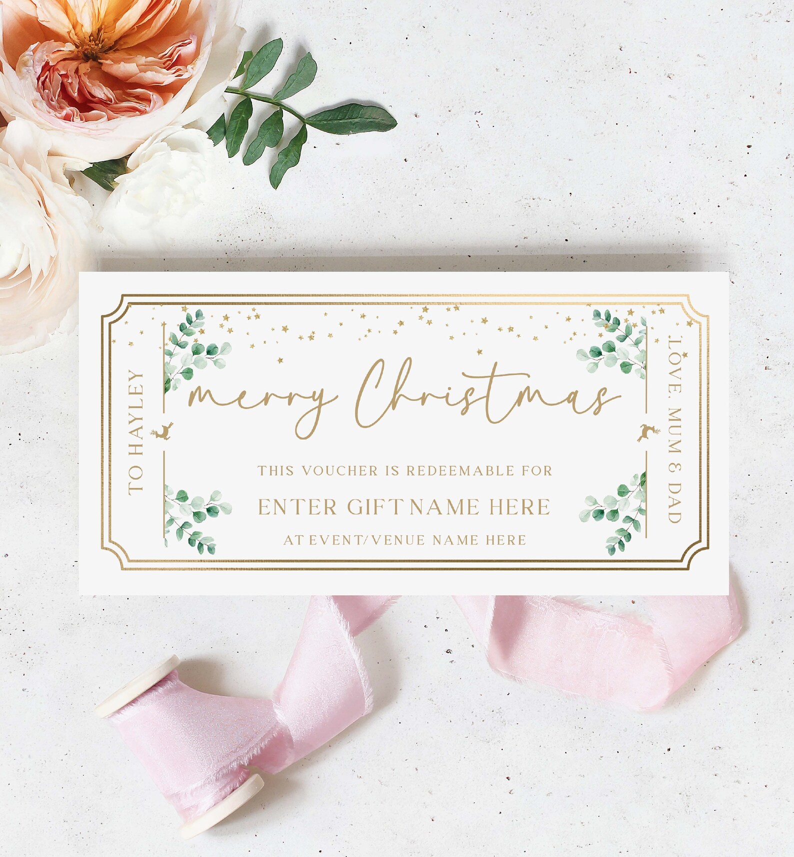 Custom Gift Voucher Christmas Template, Fully Custom Printable Gift ...