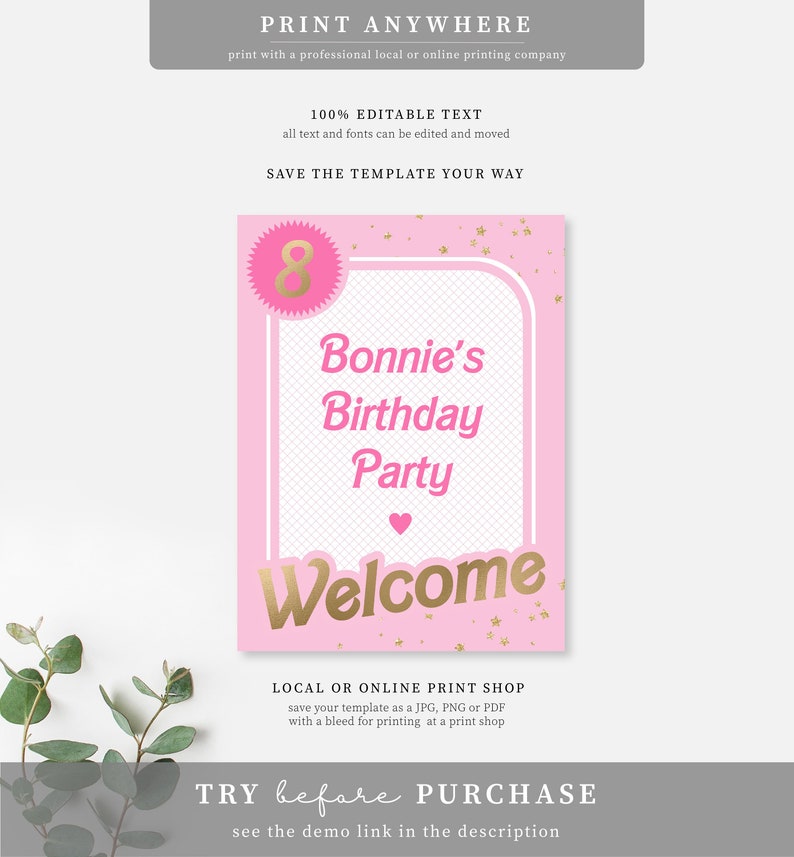 Printable Welcome Sign Printable Editable Pink Gold - Etsy Australia