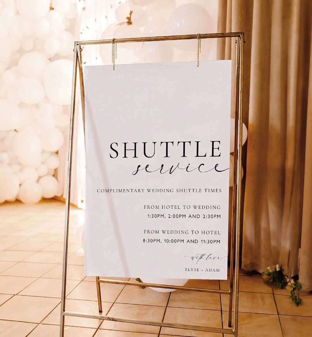 Shuttle Service Sign Template, Printable Wedding Venue Transport Sign ...