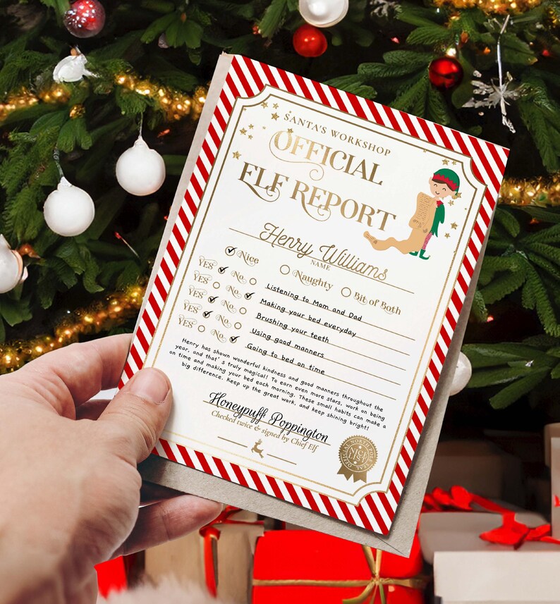 Printable Elf Report Card Template, Santa's Workshop (digital Download ...