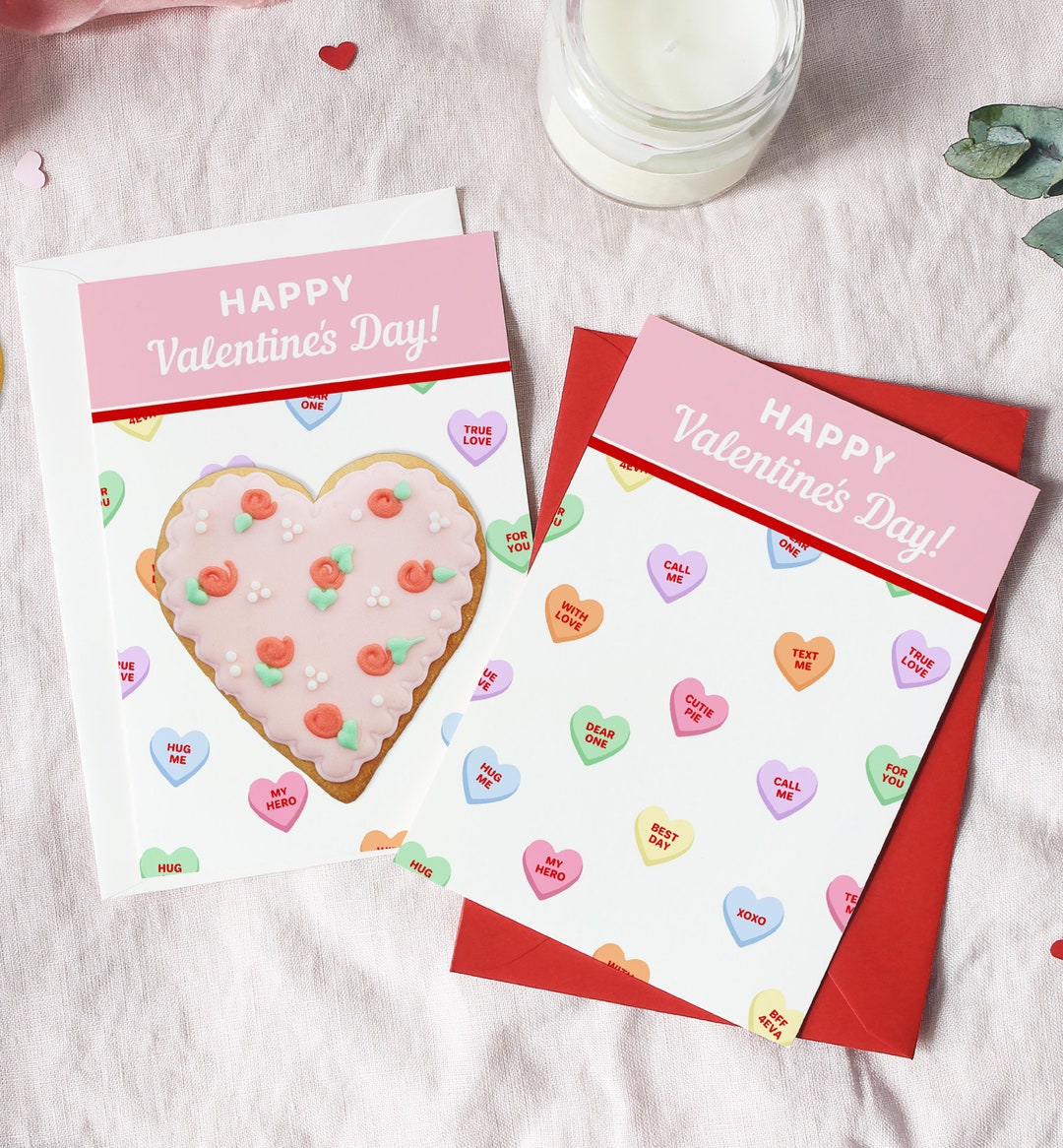 Happy Valentine's Day Cookie Card, Sweetheart Candy Hearts Printable ...