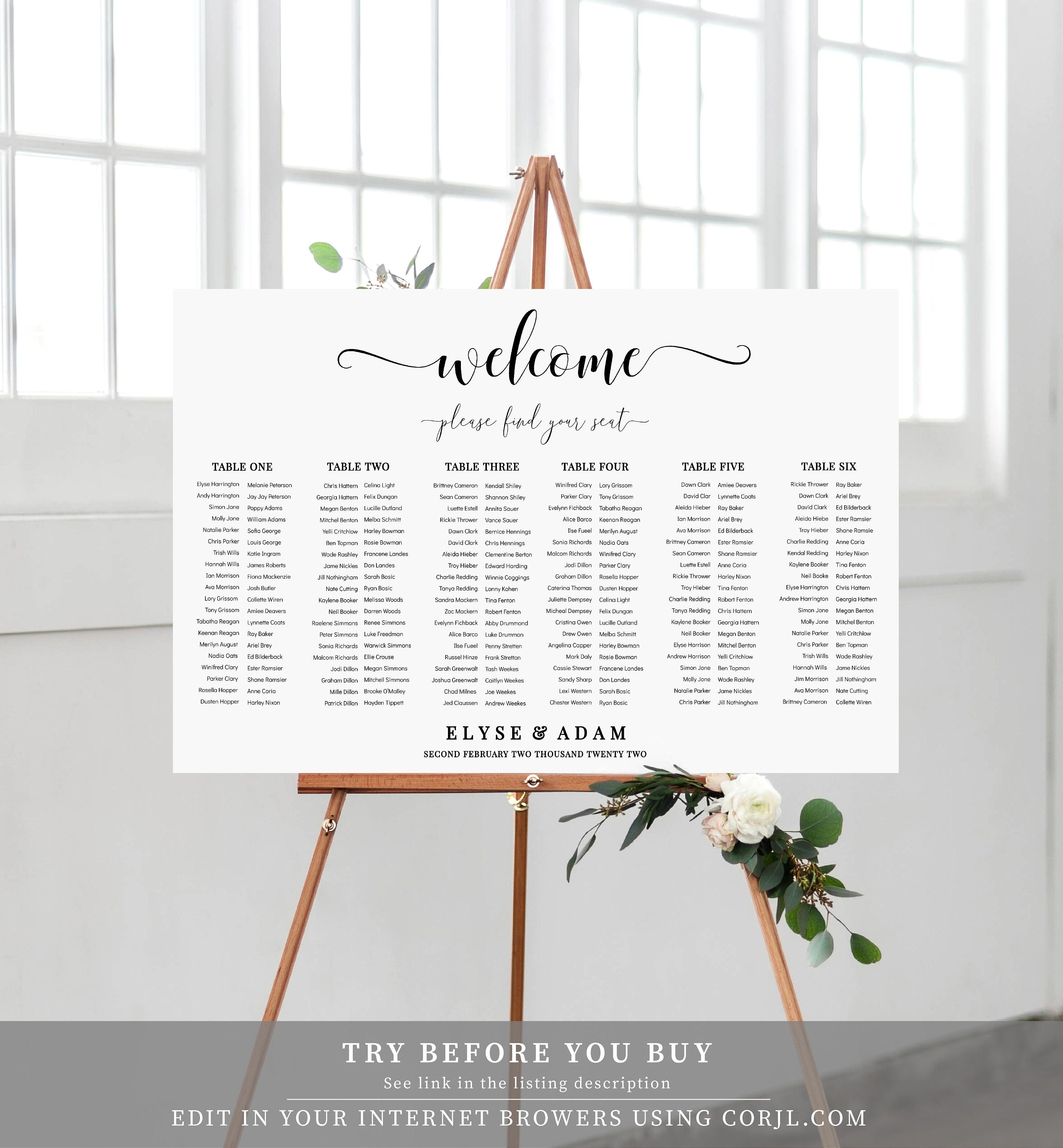 Printable 6 Long Table Seating Chart Printable Editable - Etsy Australia