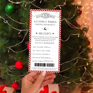 Printable Letter to Santa Receipt, Santa's Nice List Receipt, Letter ...