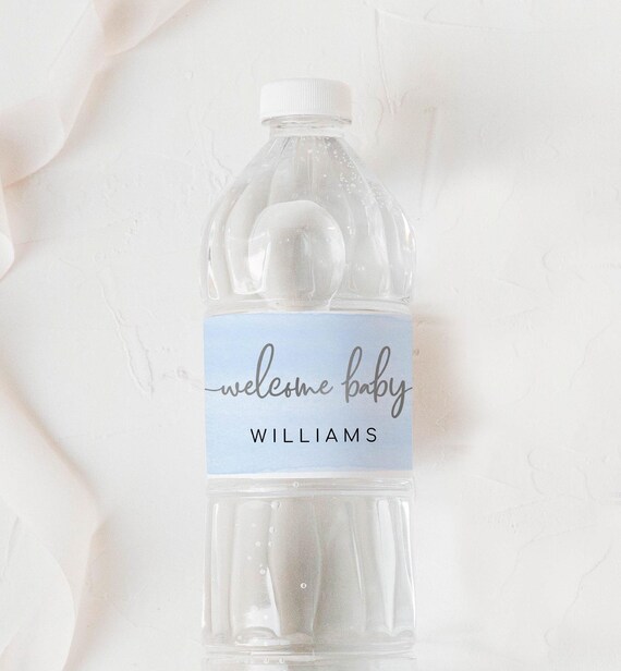 Editable Water Bottle Labels Blue Watercolour Printable | Etsy