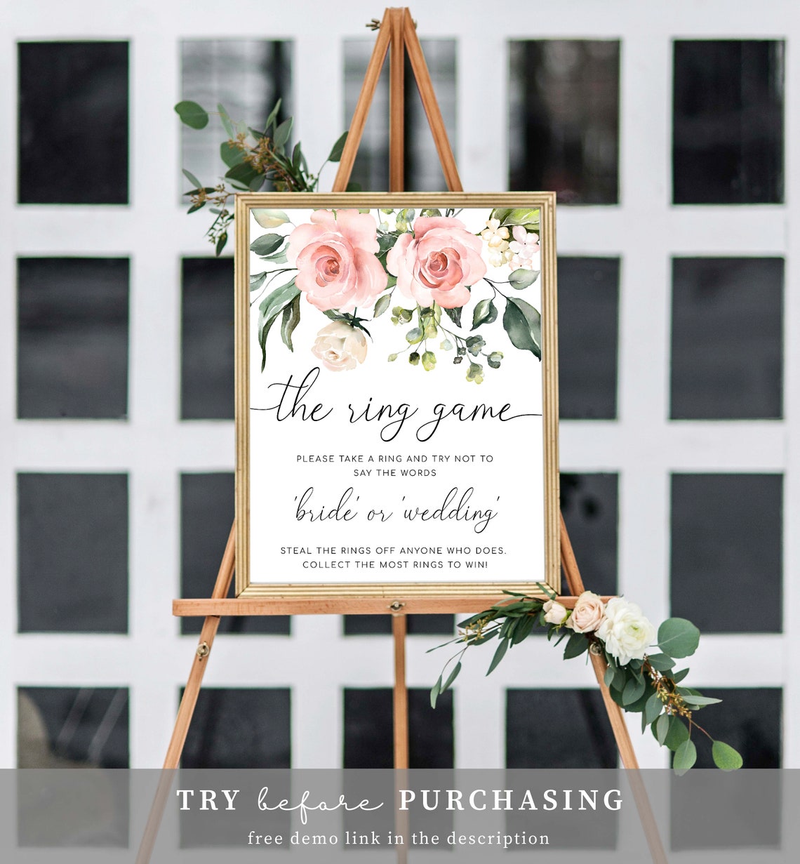 The Ring Game Sign, Printable Don't Say Bride or Wedding Game Sign ...