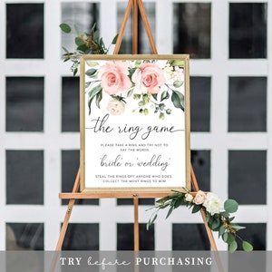 The Ring Game Sign, Printable Don't Say Bride or Wedding Game Sign ...