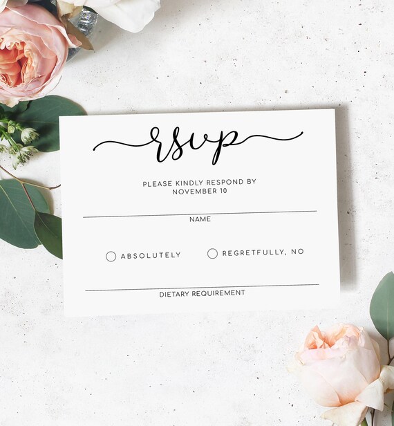 Paper & Party Supplies Templates Cute Minimalist Wedding RSVP Template ...